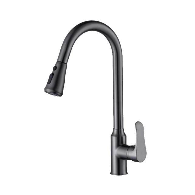 Modern Single Handle Pull-Out Kitchen Faucet with Flexible Hoses