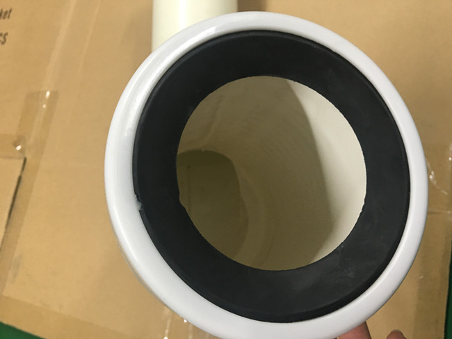 PVC Toilet Drain Pipe With Connector , Wc Waste Pipe Large Displacement
