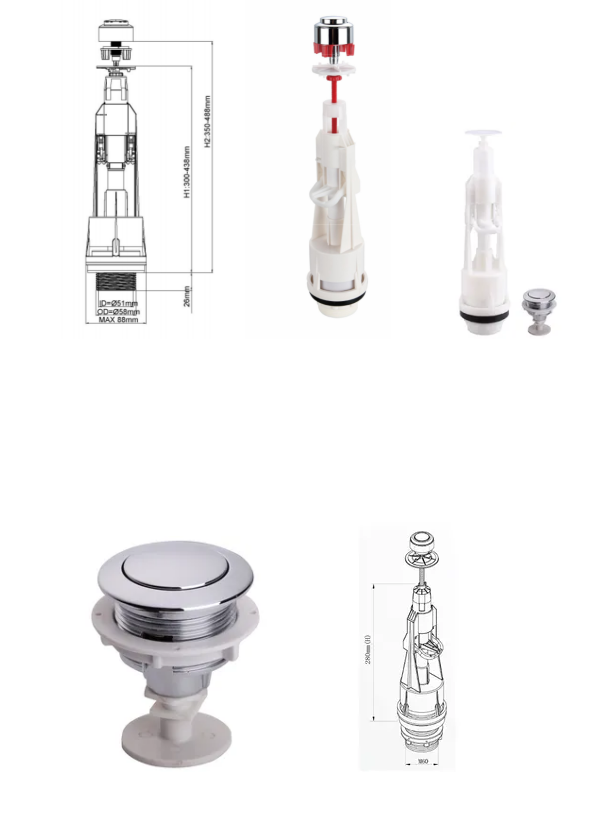 2.1 L/s Flushing Speed European Push Button Flush Valve Assembly for ...