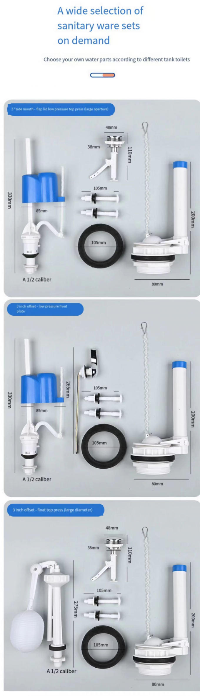 Toilet Water Tank Fittings Adjustable Fill Valve With Adjustable ...